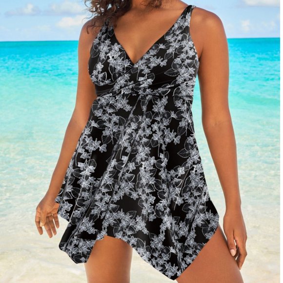 Swimsuits For All | Swim | Nwt 2pc Twist Hankie Hem Swimdress Brief Set ...